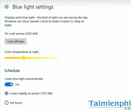 Cách mở, active Blue Light trên Windows 10 Creators Update