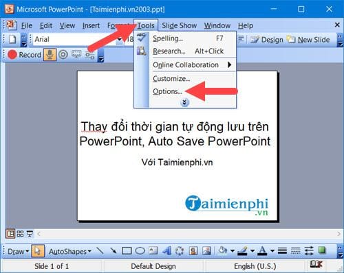 Đổi thời gian lưu tự động trên PowerPoint, Auto Save PowerPoint 2016,