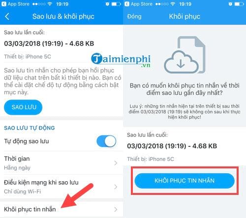 Sao lưu tin nhắn zalo trên iphone, backup tin nhắn zalo trên iphone