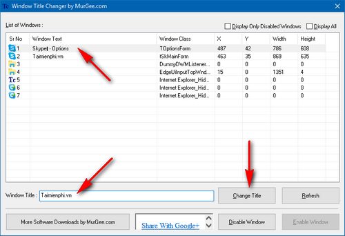 Đổi title phần mềm, ứng dụng trên máy tính bằng Windows Title Change