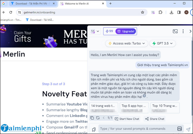 Cách cài đặt và sử dụng Merlin Chatgpt Chrome trên máy tính
